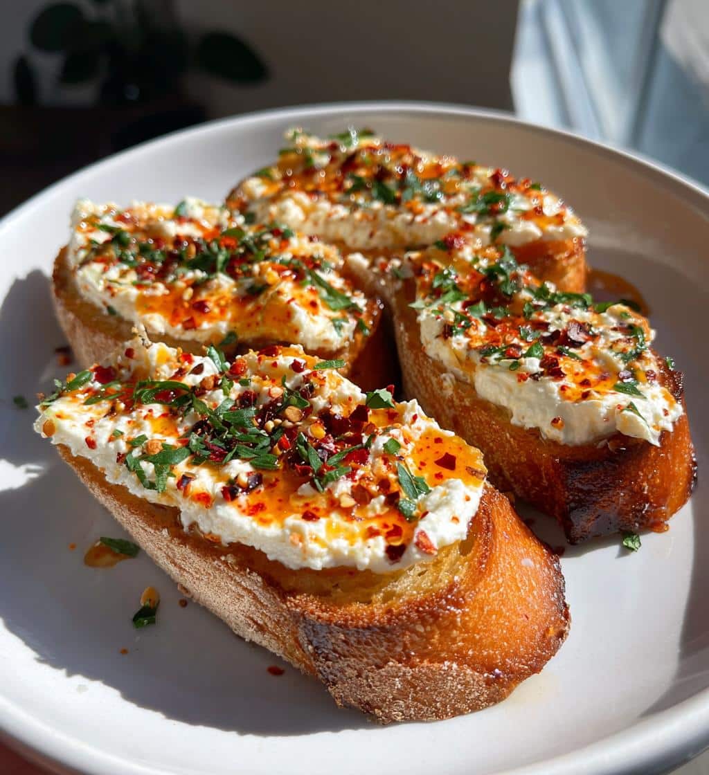 Hot Honey Whipped Feta Crostini That Will Wow Guests